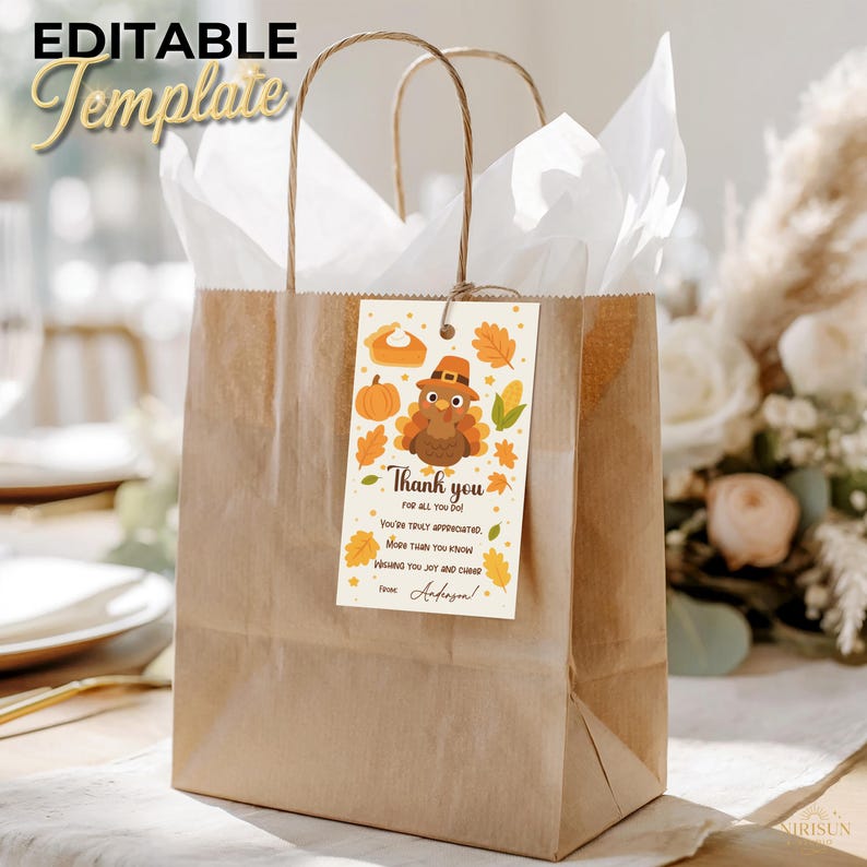 Thanksgiving Gift Tags: Fall Thank You Favor Tags (editable Template ...
