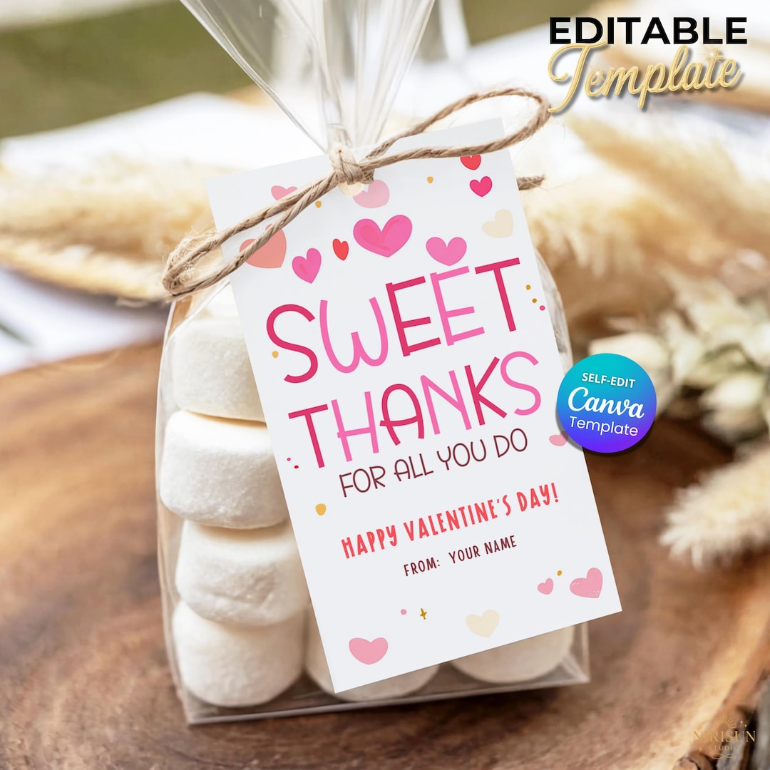 Teacher Valentine Gift Tag Printable, Sweet Thanks Classroom Valentine ...