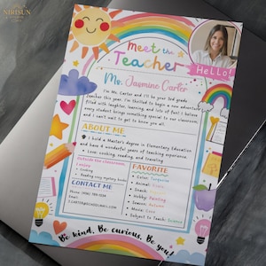 Meet the Teacher Template, Get to Know Teacher Kindergarten Flyer All ...