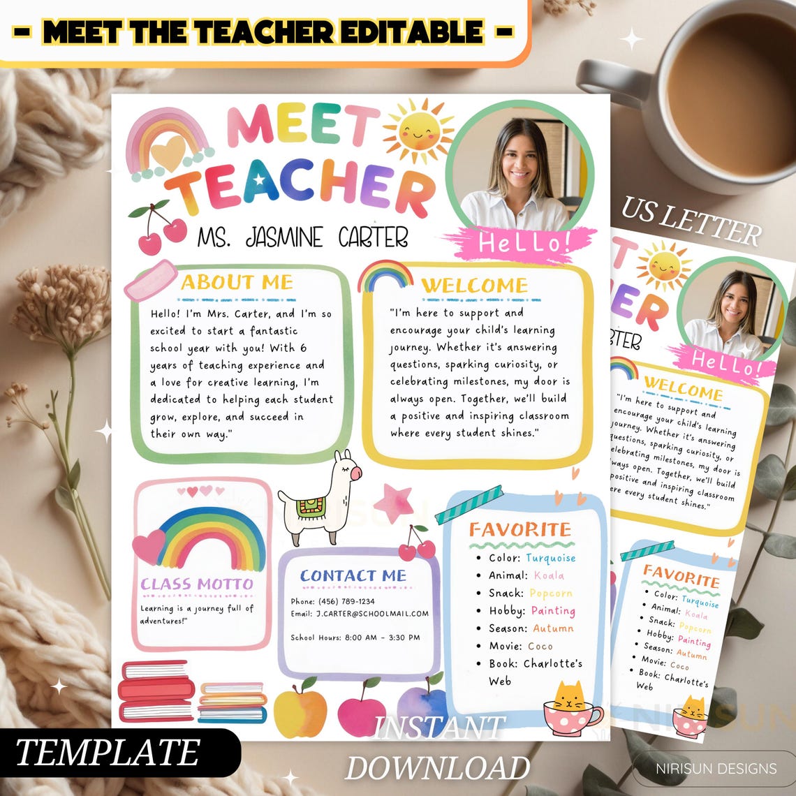 Meet the Teacher Template, Editable Back to School Newsletter, Teacher ...