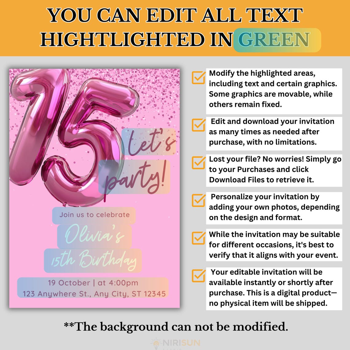 15th Birthday Invitation – Pink Quinceañera or Sweet Fifteen Party ...