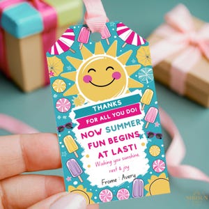 End of Year Thank You Gift Tag, Editable Last Day of School Gift Tag ...