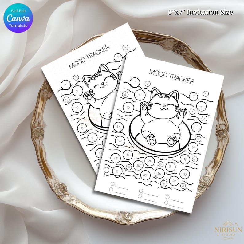 Printable Cat Mood Tracker Template for Bullet Journal, Self-care ...