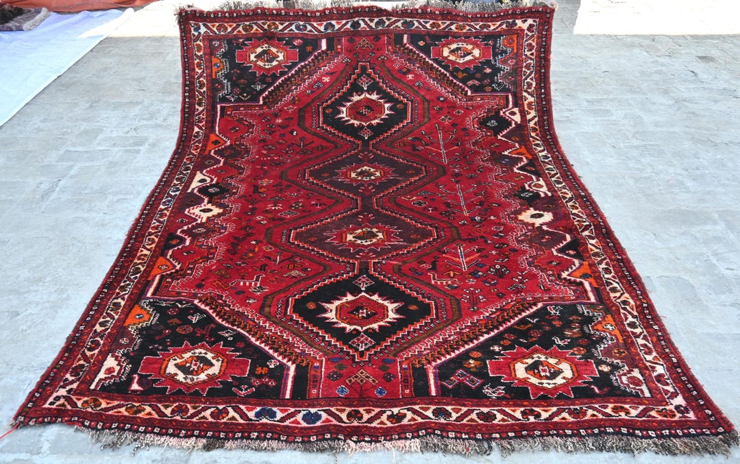 1920s Poor Condition Collector's Piece Caucasian Rug 6x7 Afghan Vintage ...