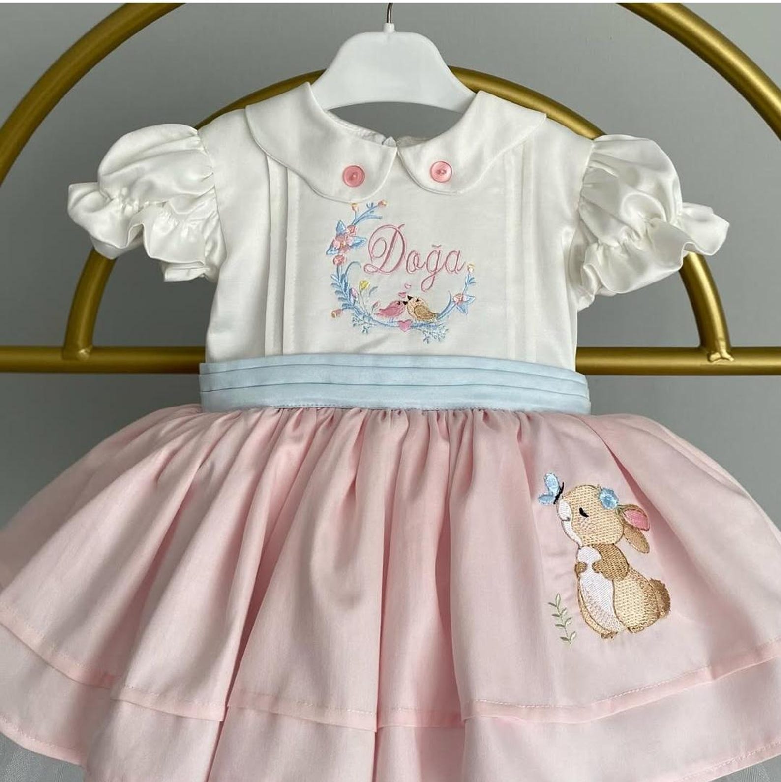 Personalized Toddler Easter Dress Pink Easter Dress Easter Bunny Pink ...