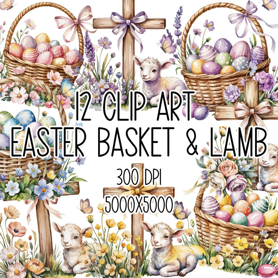 Whimsical Easter Cross Clip Art Set Floral Faith Design Christian PNG ...