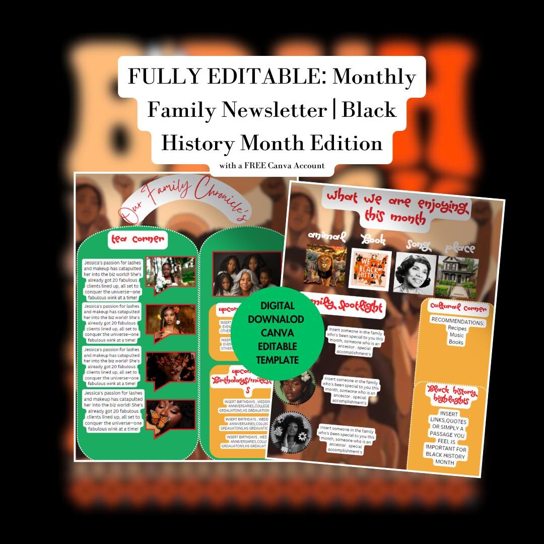 Fully Editable Monthly Family Newsletter Template | Black History ...