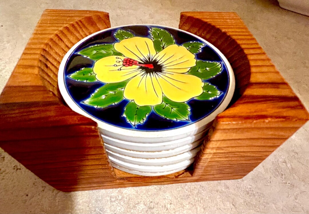 Vintage Greek Coasters Pandora Ceramics Set of 5 Hand Made in Greece - Etsy