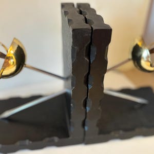 Vintage Sword Bookends 1960s Mid Century Modern / Black Wood /brass ...