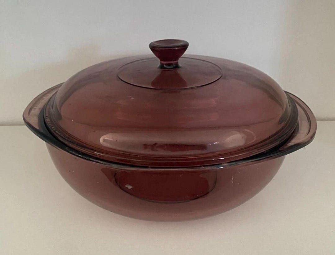 Pyrex Cranberry Covered Casserole Dish With Lid - Etsy