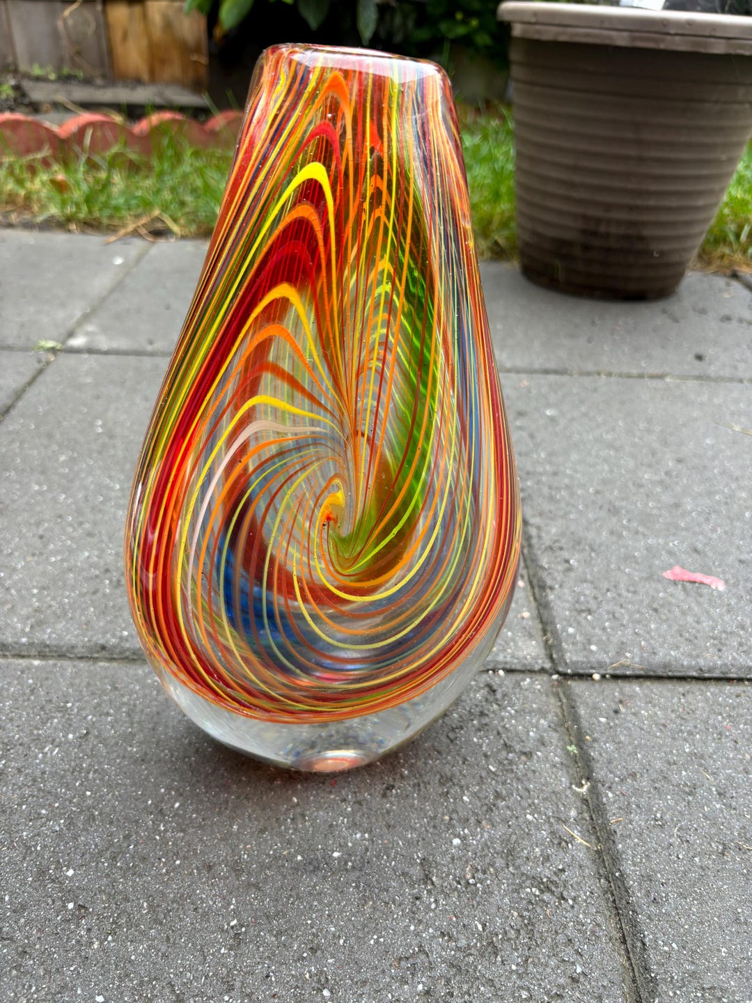 Teardrop Glass Vase Swirl of Colors 12 - Etsy