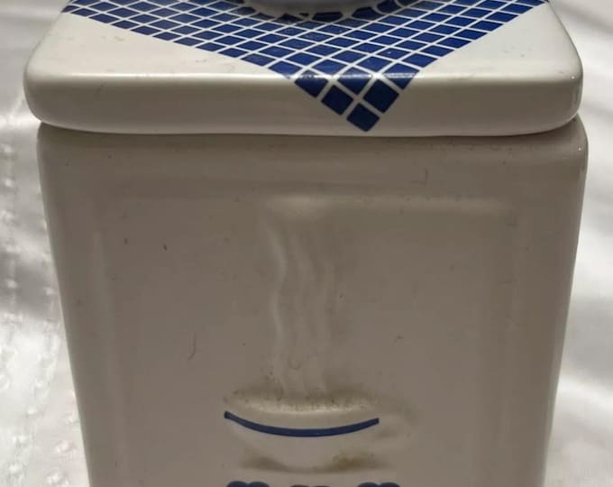 Vintage Ceramic Blue & White Tea Bag Caddy Holder W/ Tea Pot on Lid - Etsy