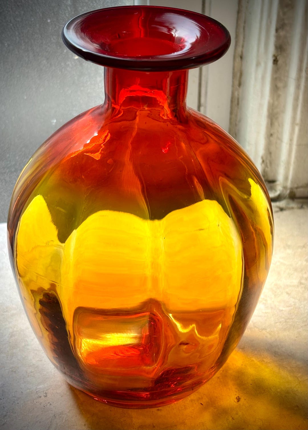 Rainbow Glass Amberina Glass Decanter/missing Stopper Unmarked - Etsy