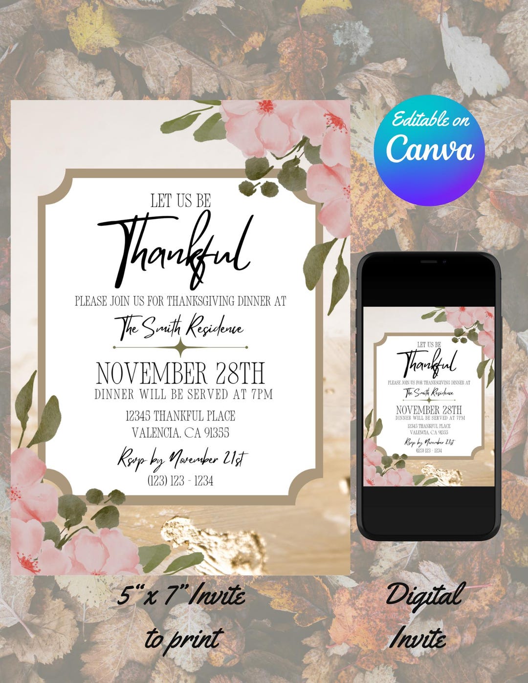 Lets Give Thanks Thanksgiving Friendsgiving Invite - Etsy
