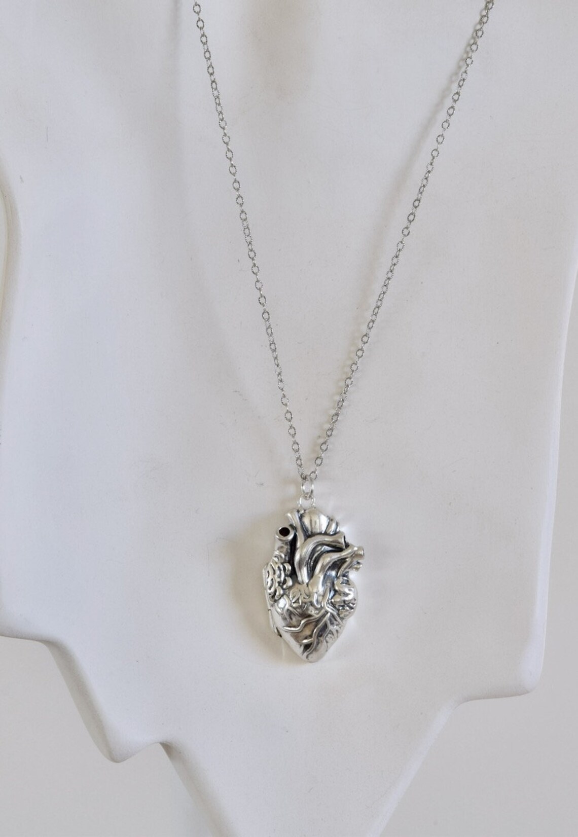 Anatomical Heart Locket With Fingerprint Insert Silver Heart | Etsy