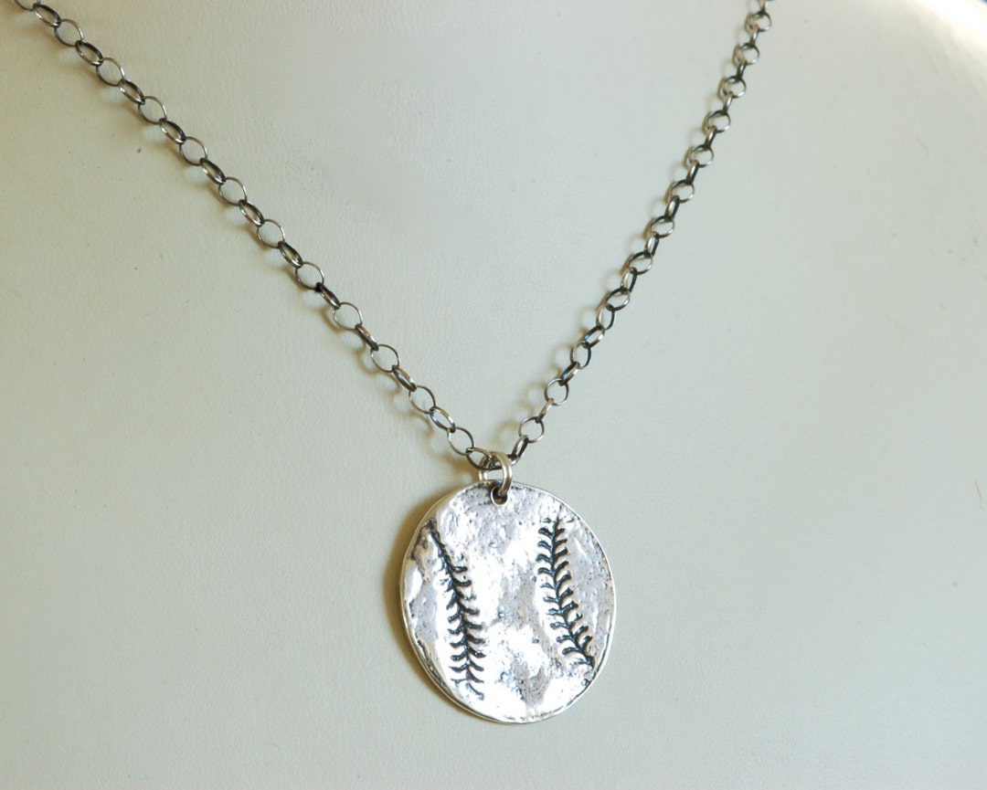 Custom Fingerprint Baseball Necklace: Fine Silver Sports Mom Gift - Etsy