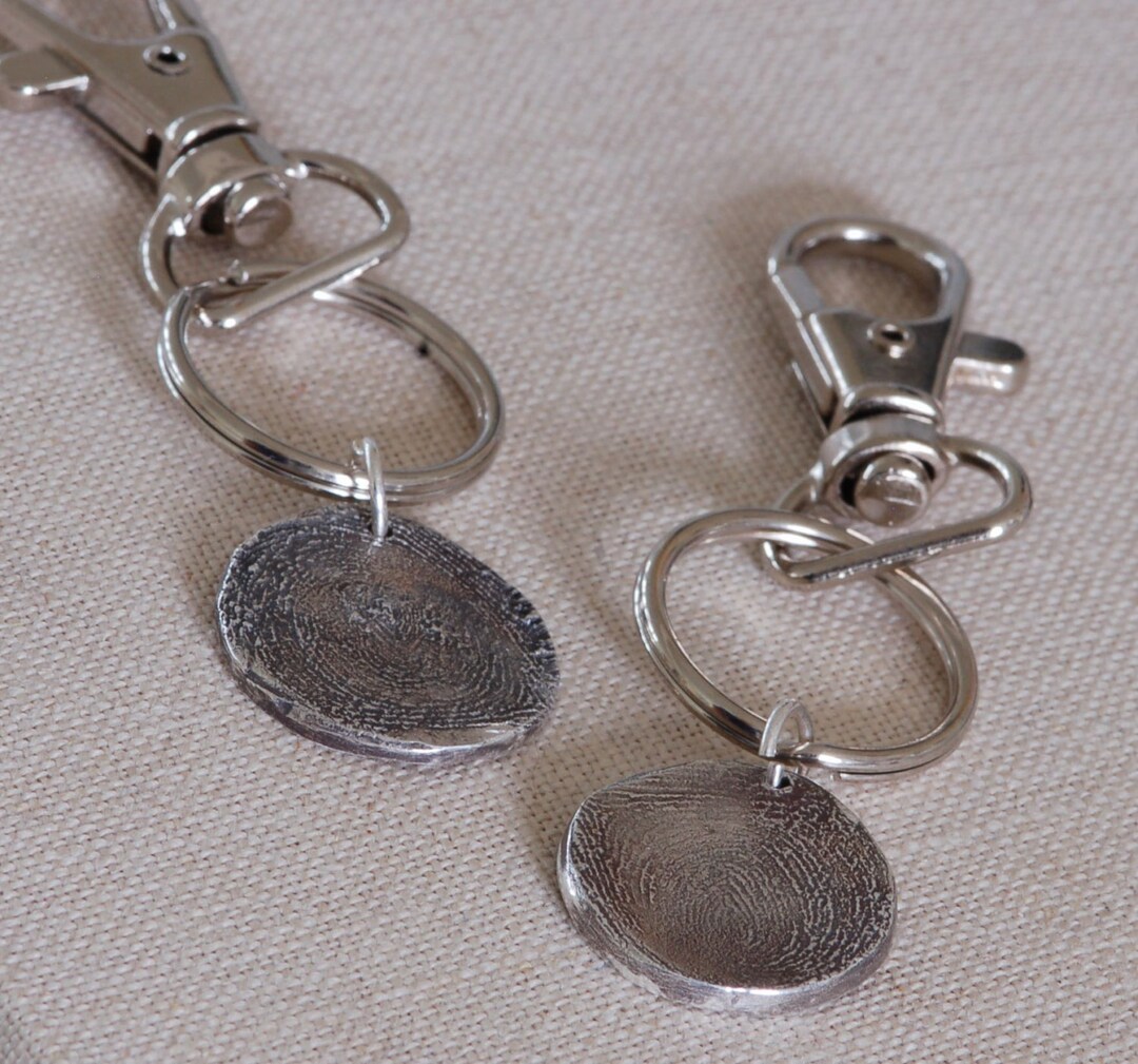 Fingerprint Keychain: Fine Silver Thumbprint Keepsake Gift - Etsy