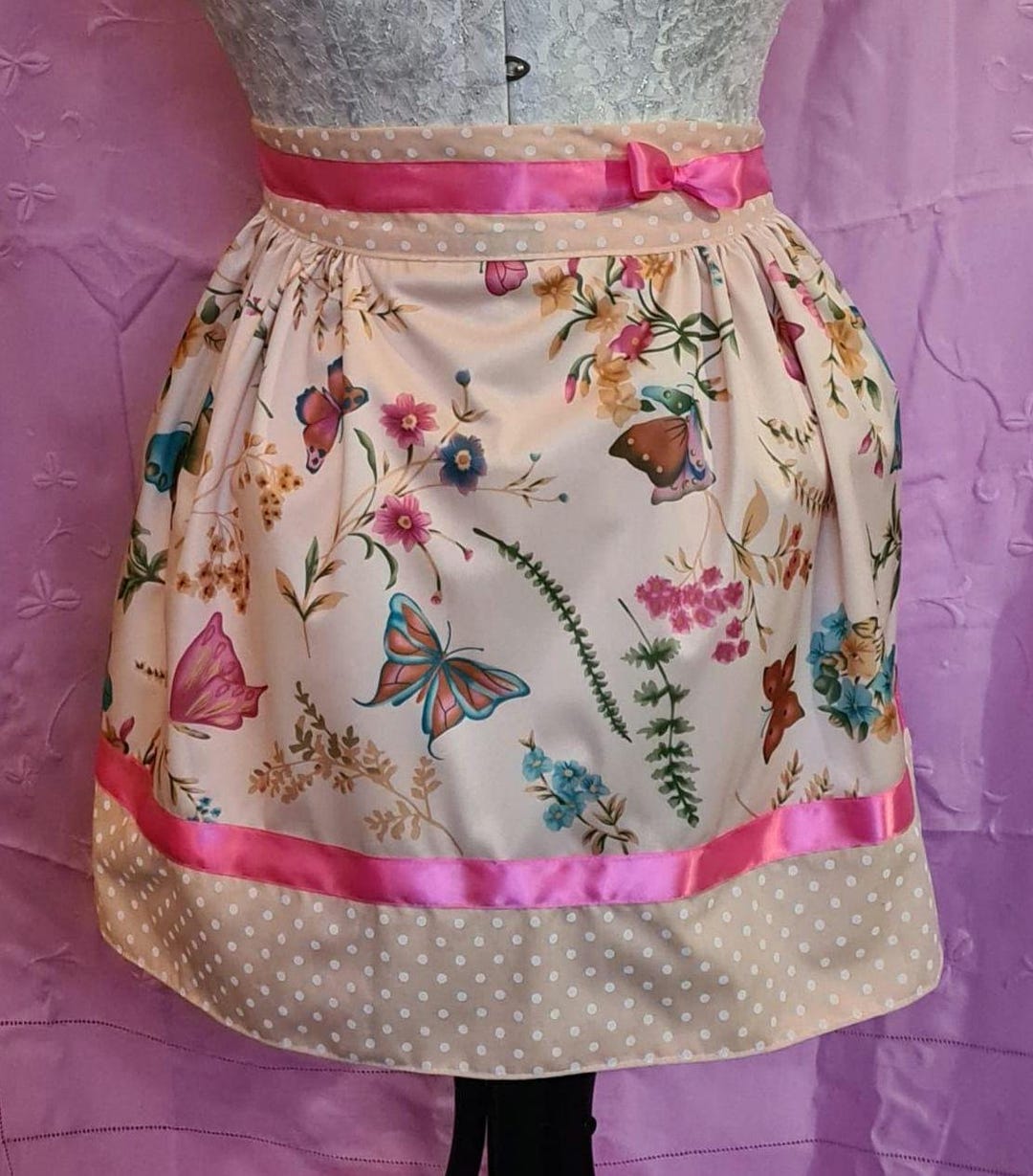 Butterfly Apron Retro, 50's, Vintage Style Pinny With Luxury Satin ...