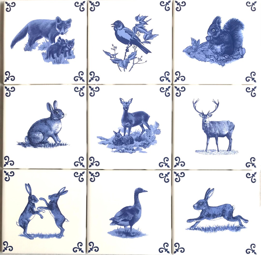 Ceramic Woodland Forest Creatures Delft Design Set of 9 - Etsy