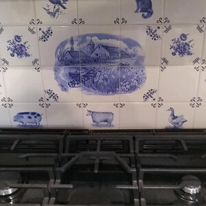 Ceramic Blue Farm Delft Design 20 Pc Mural 4.25" Ceramic Tiles 12.75" X ...