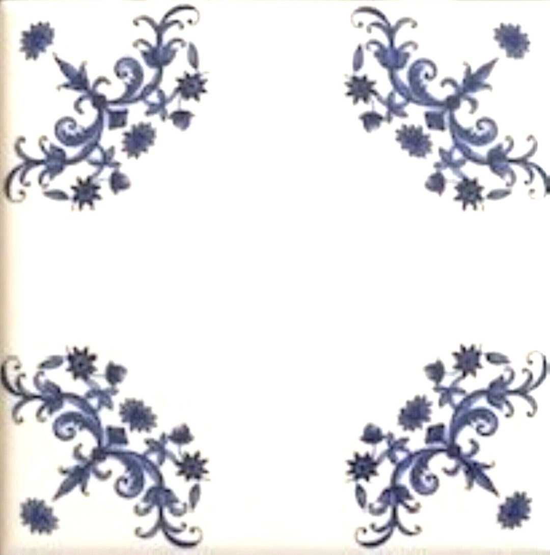 Ceramic Large Vintage Delft Corner White Ceramic Wall Tile 4.25”x4.25 ...