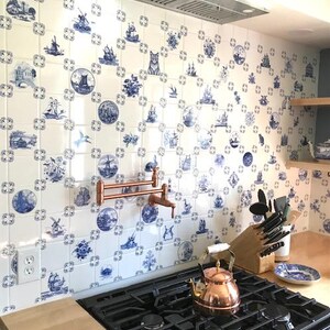 Ceramic Farm Country Scenes Delft Design 6 Ceramic Tile Blue 4.25" X 4. ...