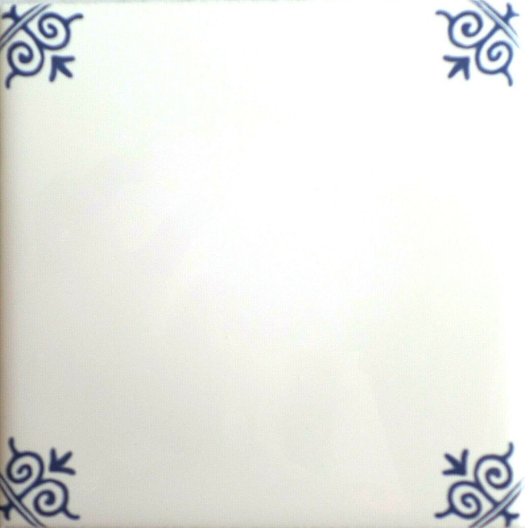 Ceramic Blue Delft Design Rope Corner Kiln Fired Ceramic Tile 4.25" X 4 ...