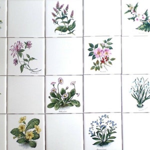 Ceramic Botanical Tea Herb Botanical Flower Ceramic Tiles Set of 6 of 4 ...