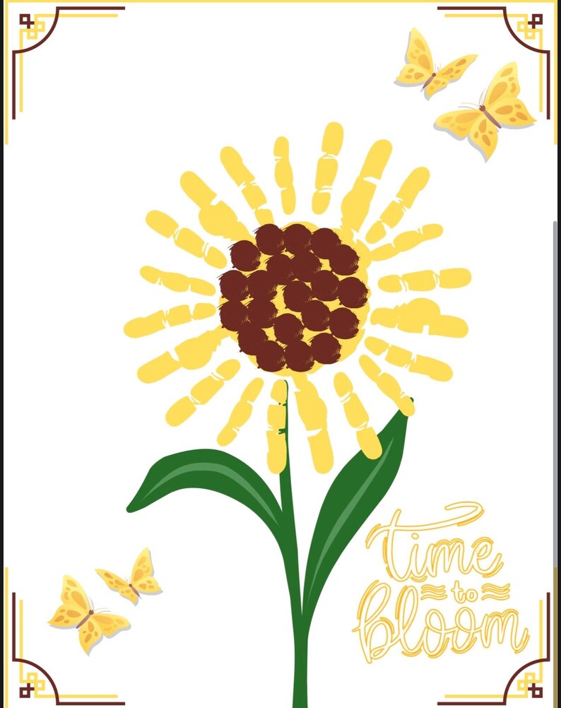 Sunflower Handprint Craft Printable Sunflower Art for Kids - Etsy