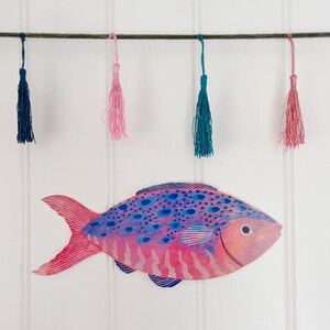 Large Wooden Fish Decoration, Bathroom Art, Laser Cut Fish, Marine Home ...