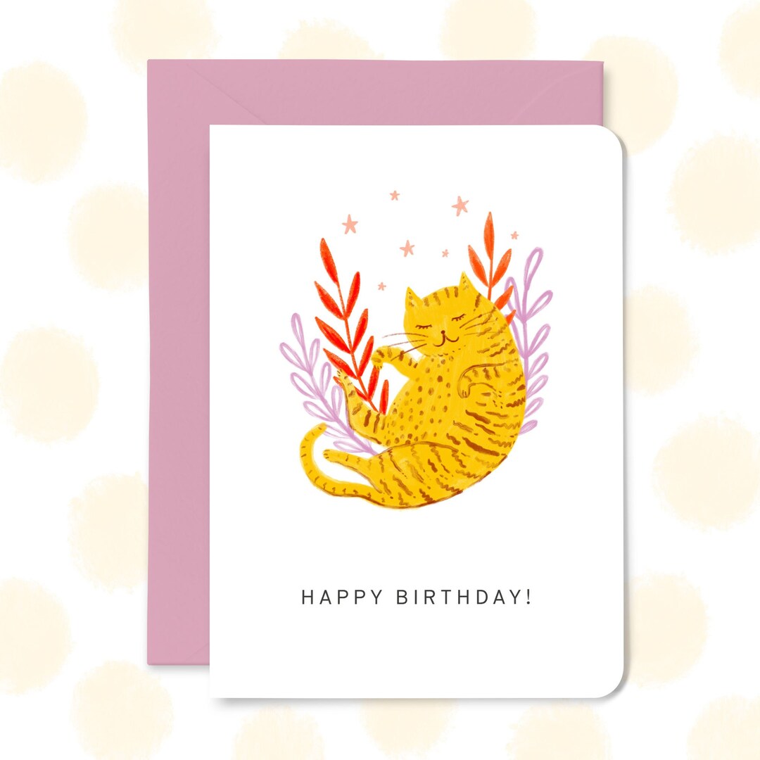Cat Happy Birthday Card, Greetings Card, Cat Lover - Etsy