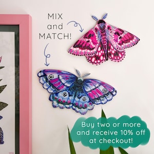 Wooden Moth Wall Decoration, Maximalist Home Decor, Insect Ornament ...
