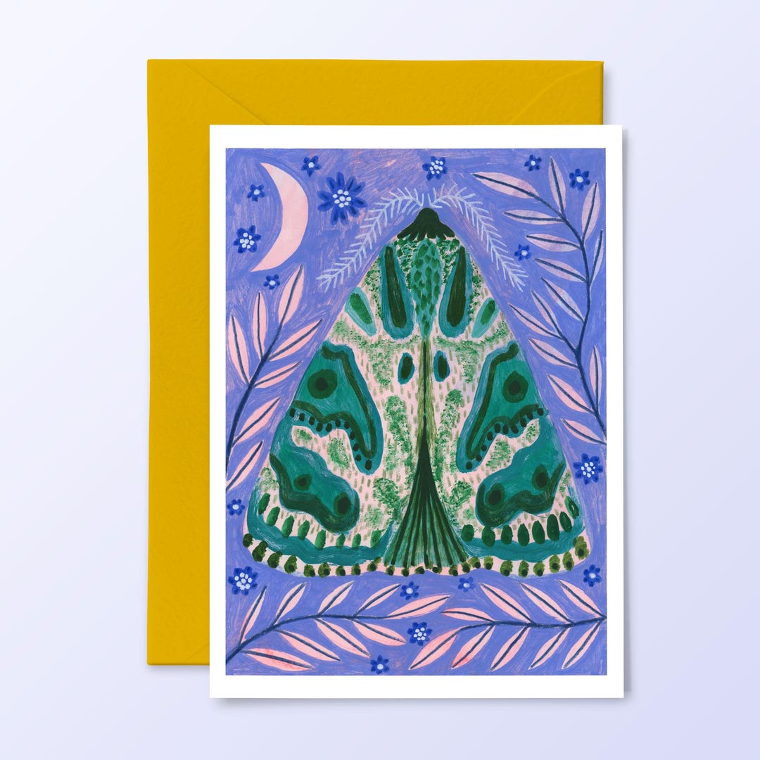 Lunar Moth Greetings Card, Personalised Message, Nature Lover Gift ...