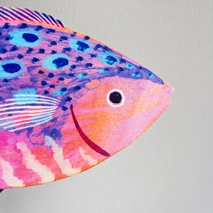 Large Wooden Fish Decoration, Bathroom Art, Laser Cut Fish, Marine Home ...