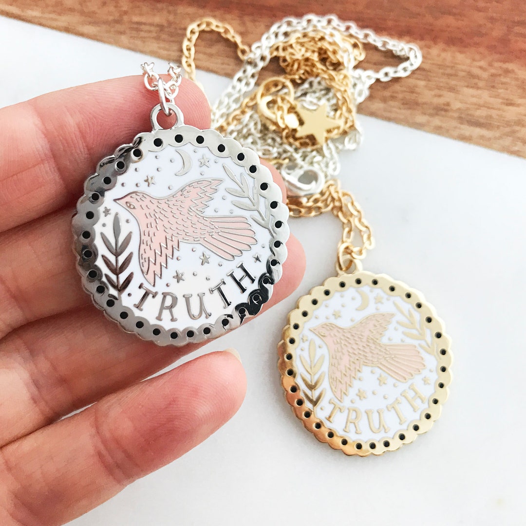 Truth Bird Enamel Pendant Necklace: Inspiring Charm Jewellery - Etsy