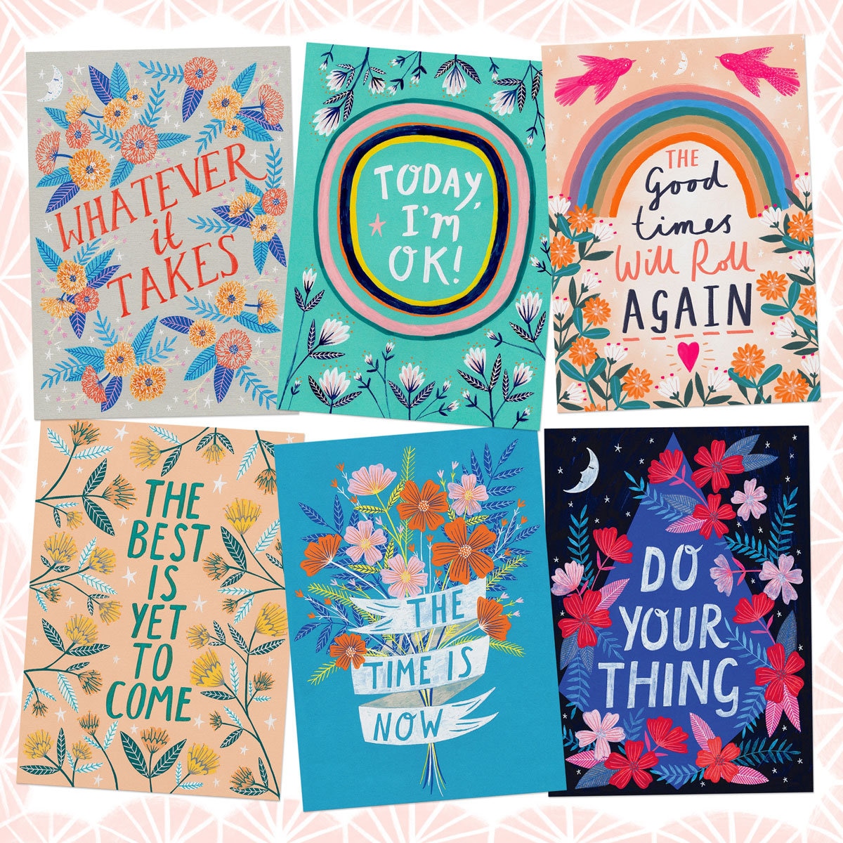 Happy and Positive Quotes Postcard Set Colourful Notecards - Etsy UK