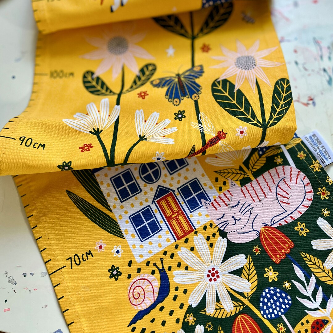 Yellow Growth Chart Fabric Height Chart for Children Gift for New Baby ...