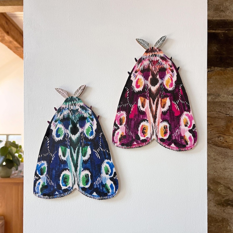Large Wooden Moth Wall Art: Colorful Insect Oddity - Etsy UK