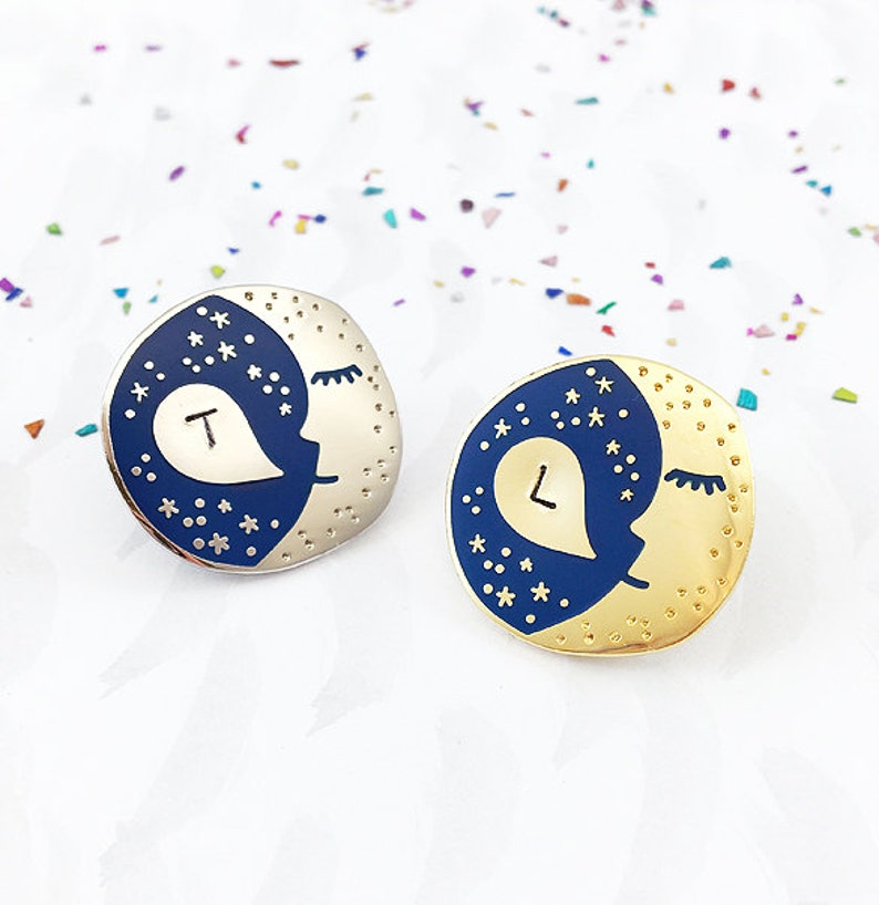 Sleepy Moon Celestial Personalised Enamel Pin Badge Moon | Etsy
