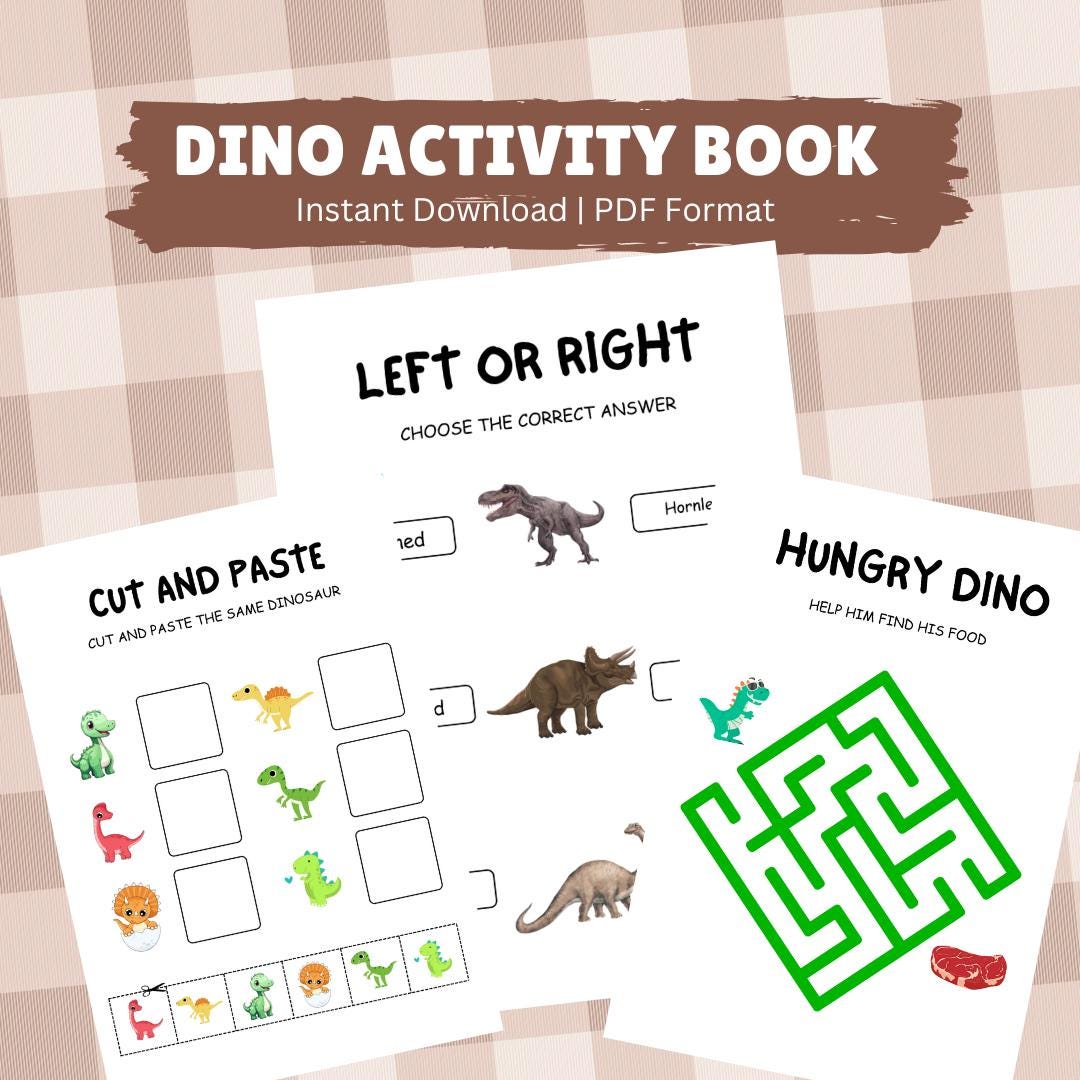 Dinosaurs Busy Book Printable | Dinosaur Activity Book for Kids Ages 3 ...