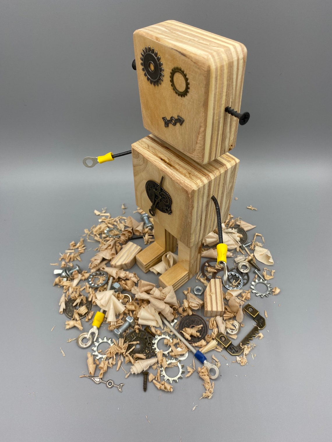 Handmade Wood Robot, Robot, Wood Robot, Whimsical Robot, Scrap Wood ...