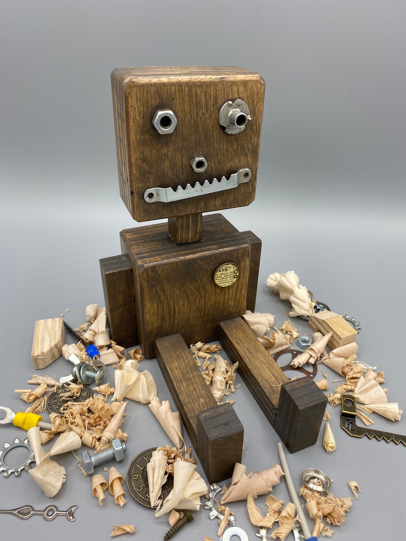 Handmade Wood Robot, Robot, Wood Robot, Whimsical Robot - Etsy