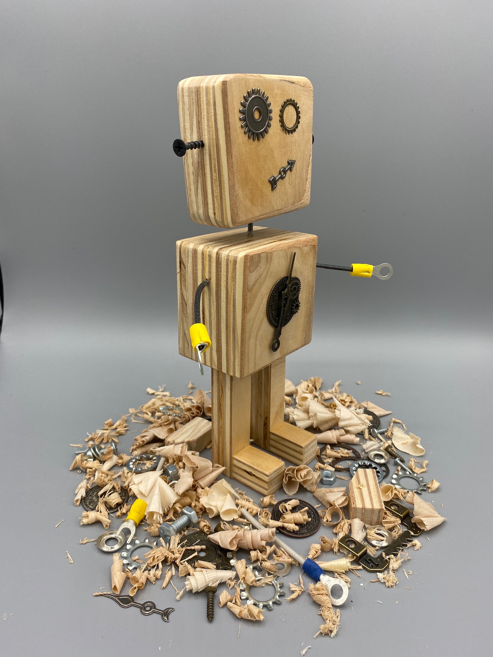 Handmade Wood Robot, Robot, Wood Robot, Whimsical Robot, Scrap Wood ...