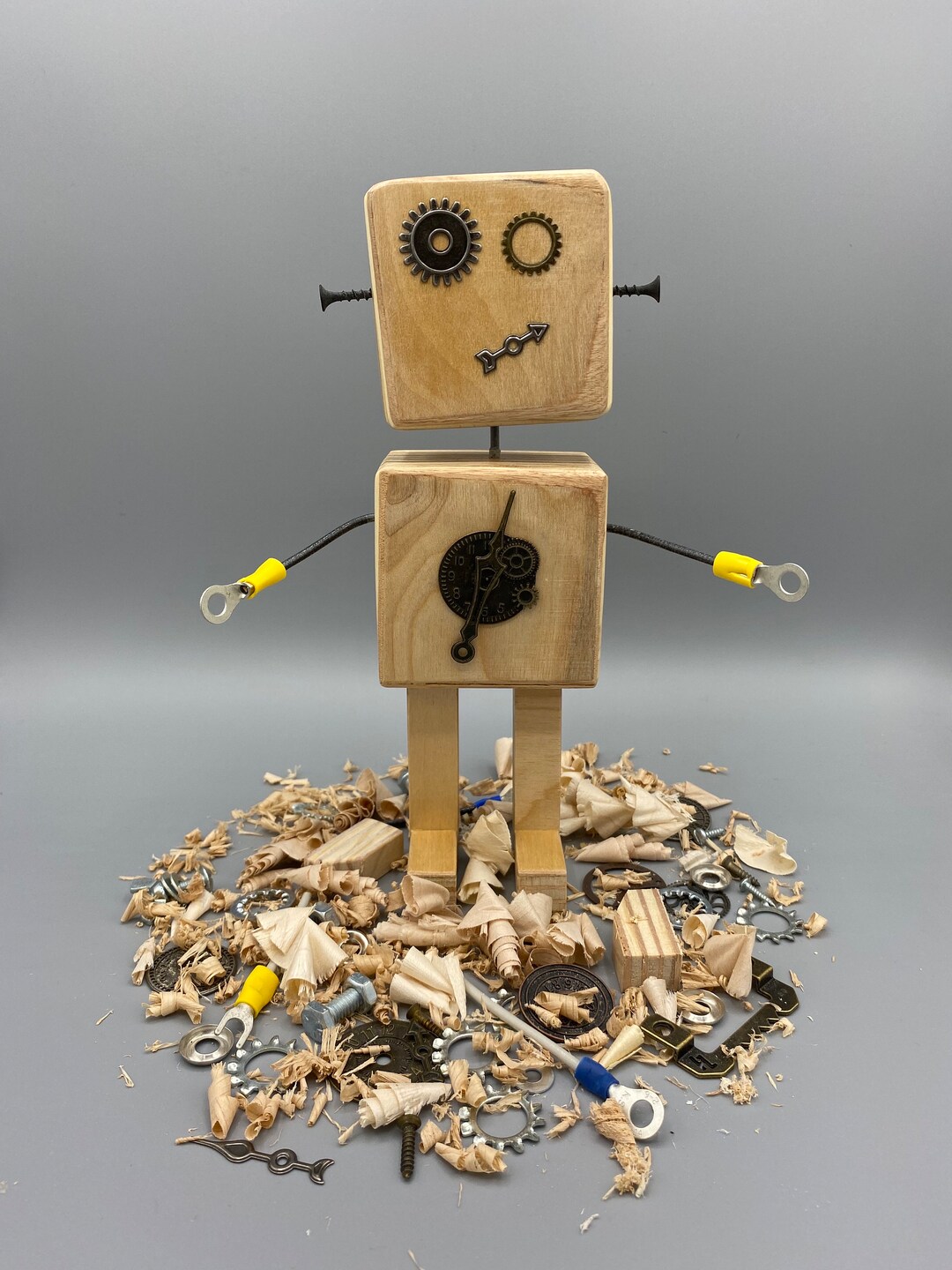 Handmade Wood Robot, Robot, Wood Robot, Whimsical Robot, Scrap Wood ...