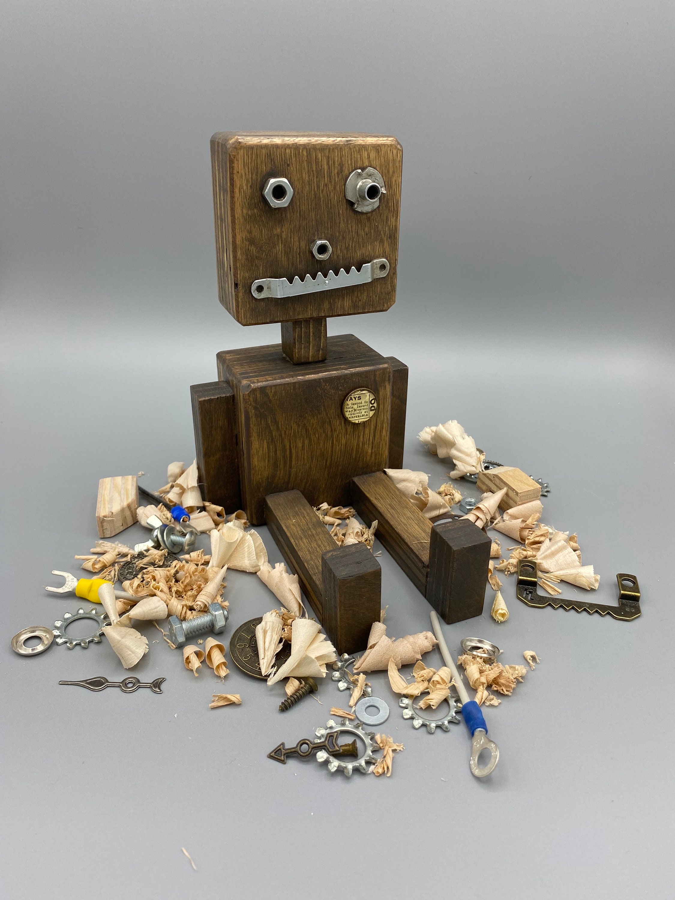 Handmade Wood Robot, Robot, Wood Robot, Whimsical Robot - Etsy