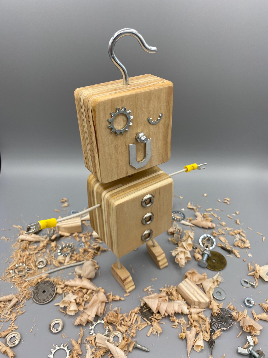 Handmade Wood Robot, Robot, Wood Robot, Whimsical Robot, Upcycled Wood ...
