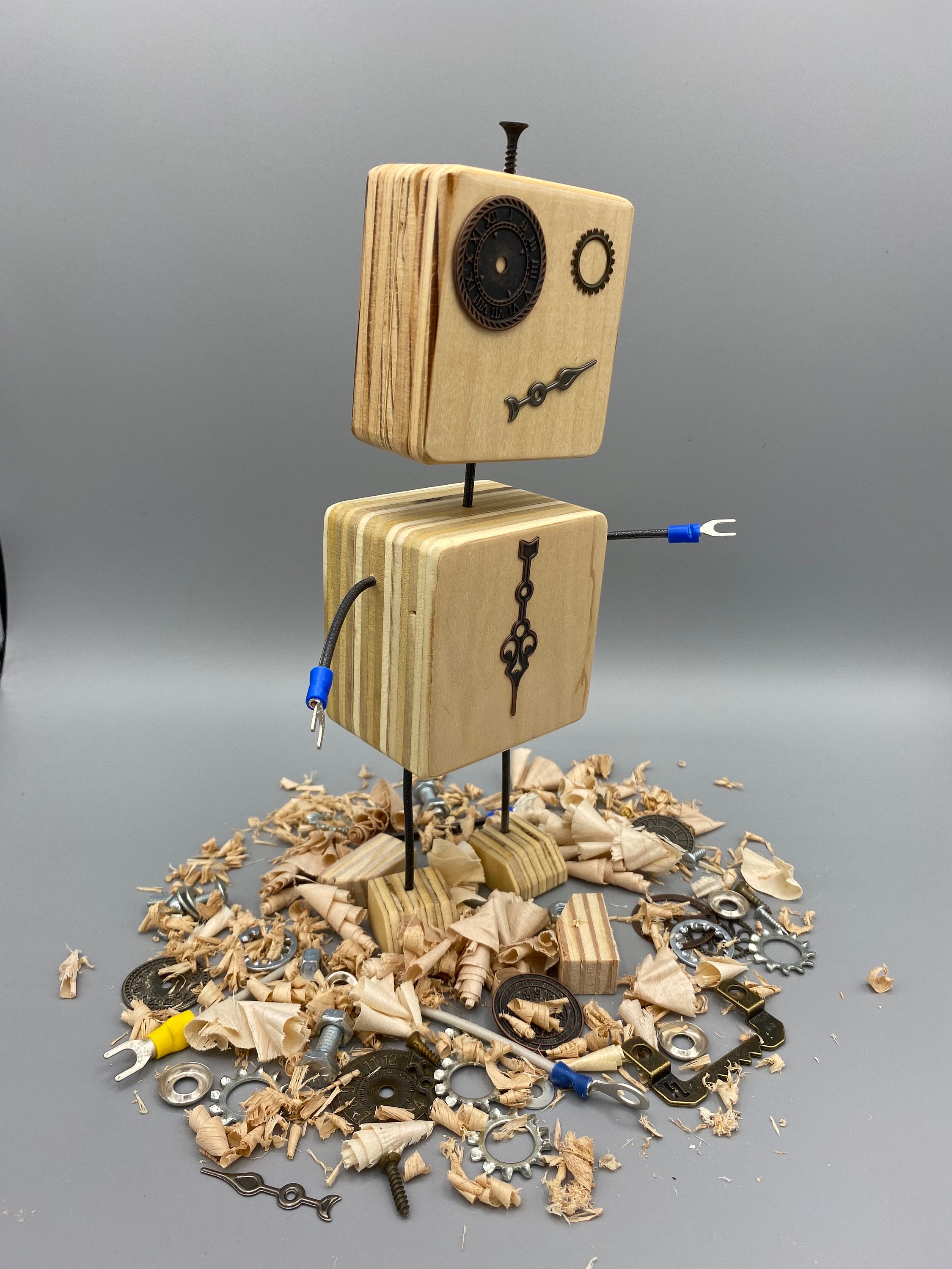 Handmade Wood Robot, Robot, Wood Robot, Whimsical Robot - Etsy