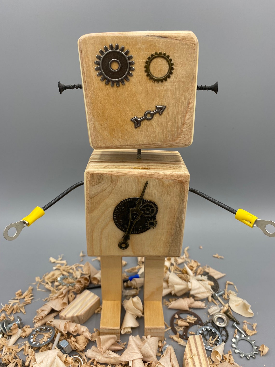 Handmade Wood Robot, Robot, Wood Robot, Whimsical Robot, Scrap Wood ...