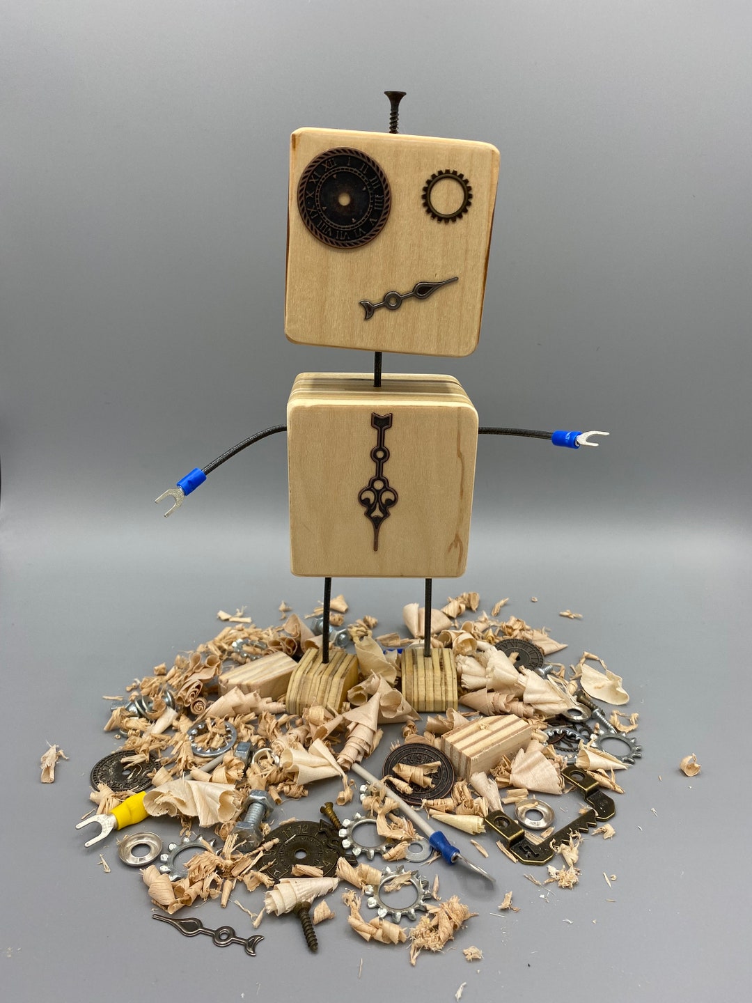 Handmade Wood Robot, Robot, Wood Robot, Whimsical Robot - Etsy