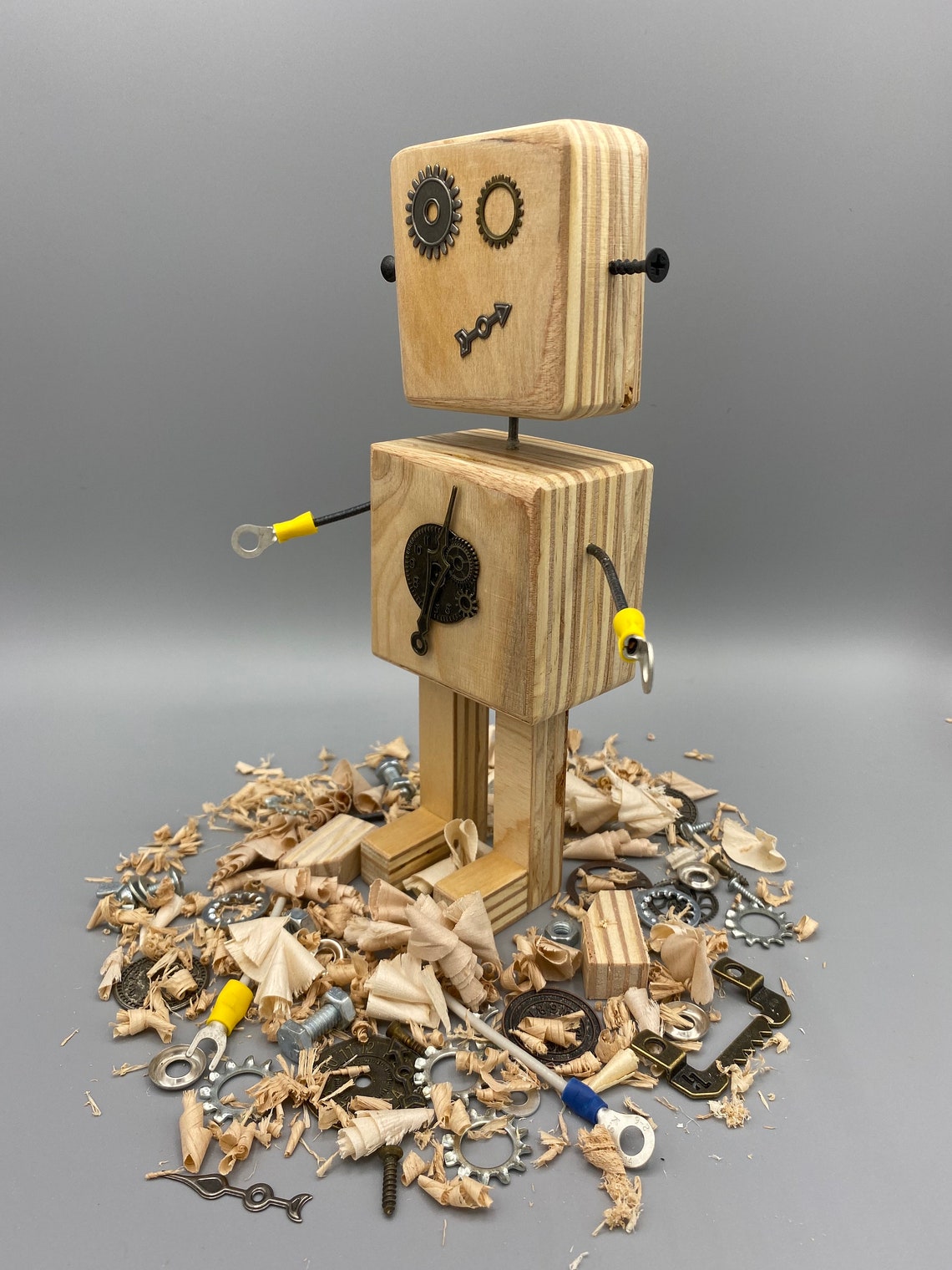 Handmade Wood Robot, Robot, Wood Robot, Whimsical Robot, Scrap Wood ...